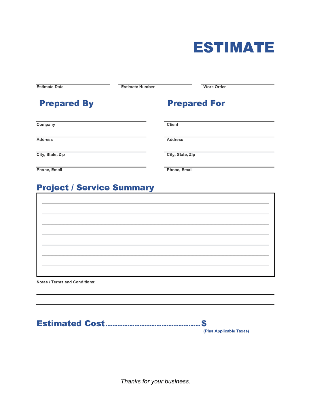 Estimate Template | Invoice Maker