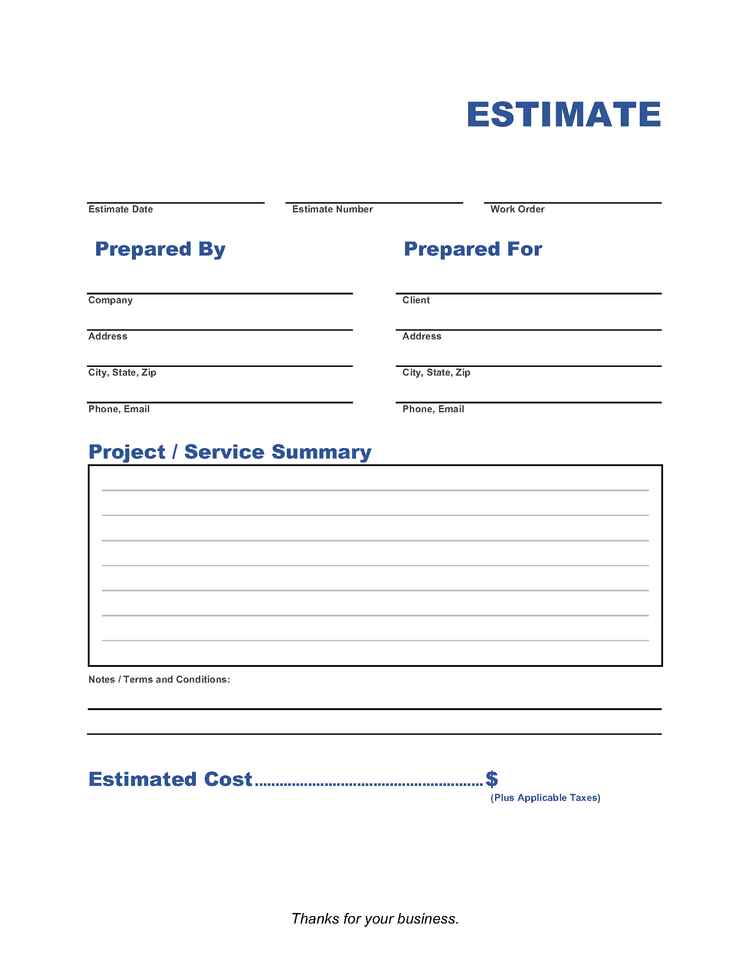General Estimate Template | Invoice Maker