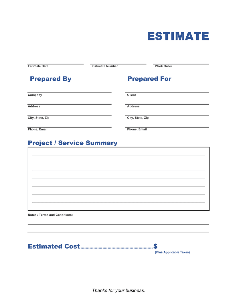 Estimate Template | Invoice Maker
