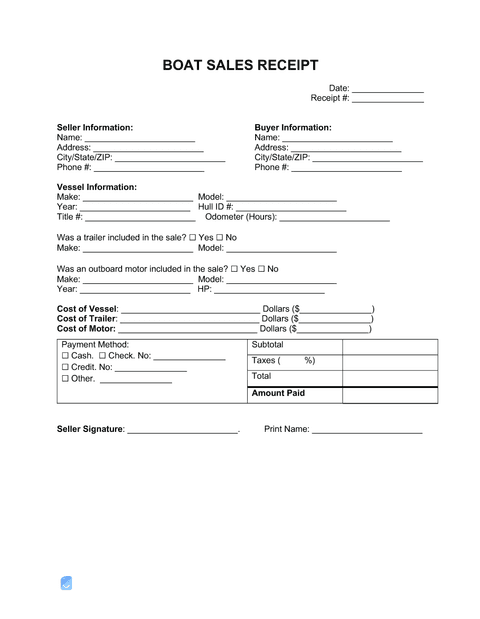 Free Boat Receipt Template PDF, Word, XLS | Invoice Maker