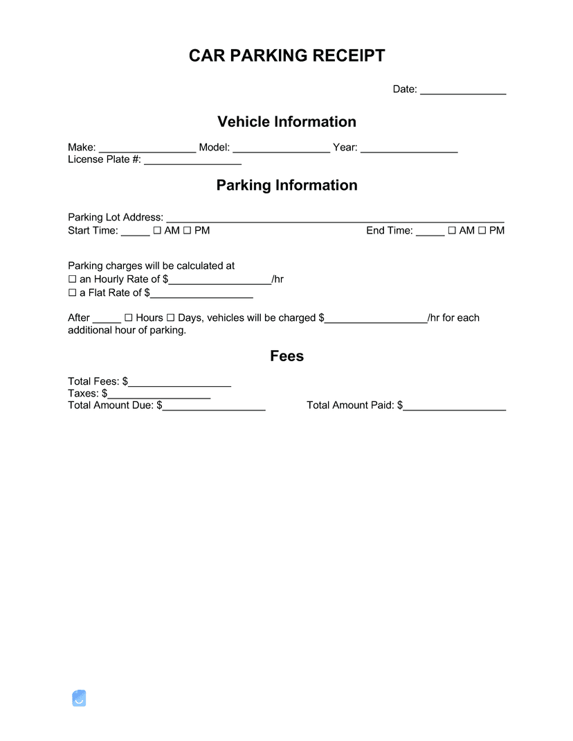 Parking Receipt Template | Invoice Maker