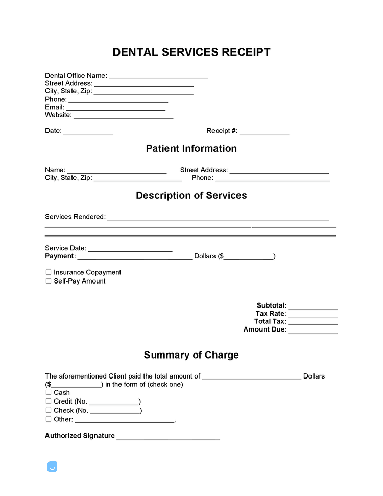 Dental Receipt Template | Invoice Maker