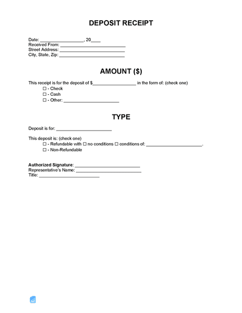 Deposit Receipt Template | Invoice Maker