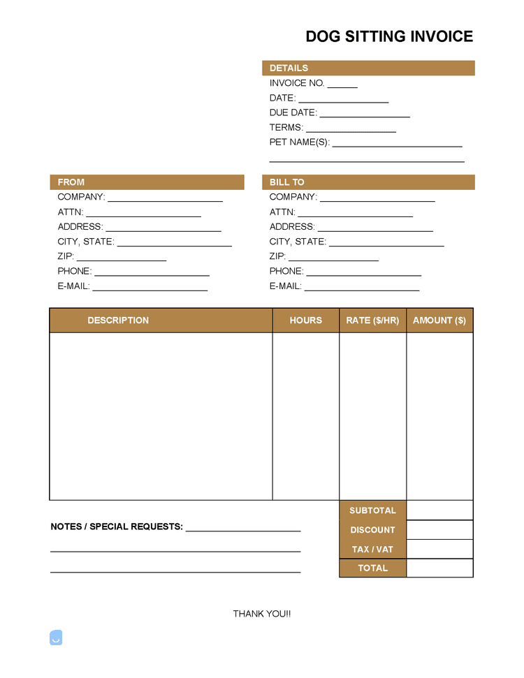 Dog Sitting Invoice Template | Invoice Maker