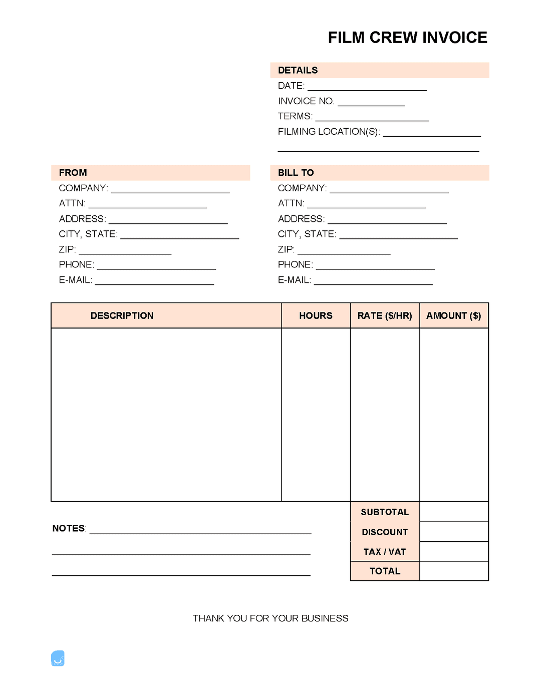 Film Crew Invoice Template | Invoice Maker