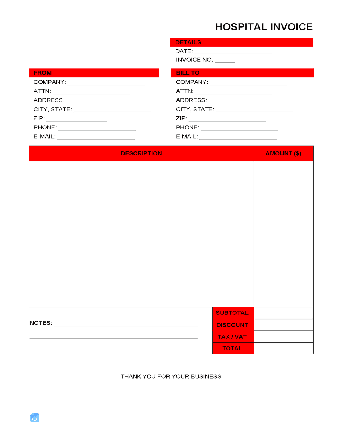 Hospital Invoice Template | Invoice Maker