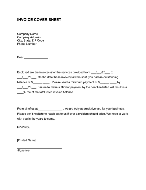 Free Invoice Cover Sheet Template PDF, Word, XLS | Invoice Maker
