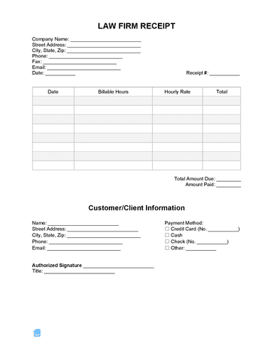 Law Firm Receipt Template | Invoice Maker