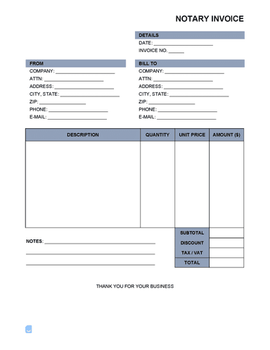 Notary Service Invoice Template | Invoice Maker