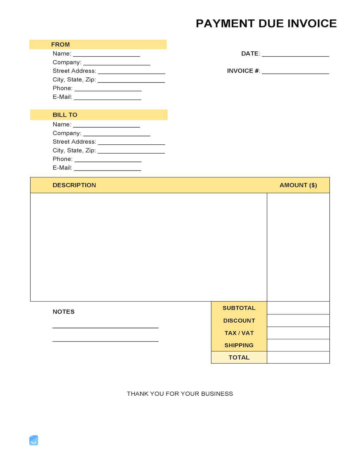 Payment Due Invoice Templates | Invoice Maker