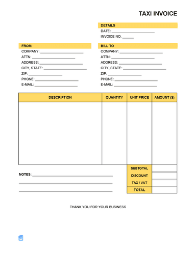 Taxi Service Invoice Template | Invoice Maker