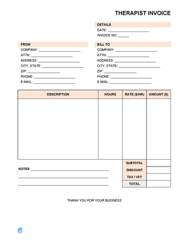 Therapist Invoice Template | Invoice Maker