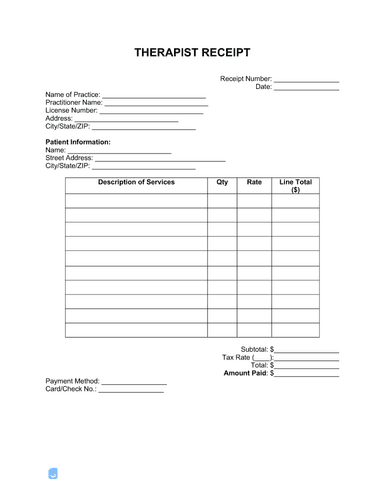 Therapist Receipt Template | Invoice Maker