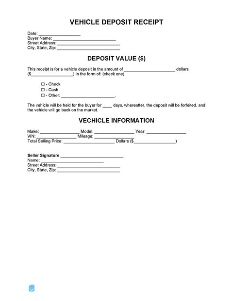 Car Deposit Receipt Template | Invoice Maker