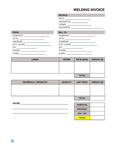 Welding Invoice Template | Invoice Maker