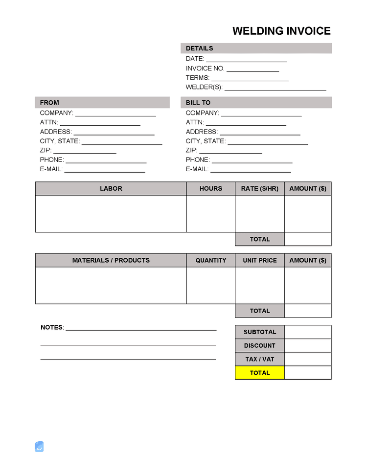 Welding Invoice Template | Invoice Maker
