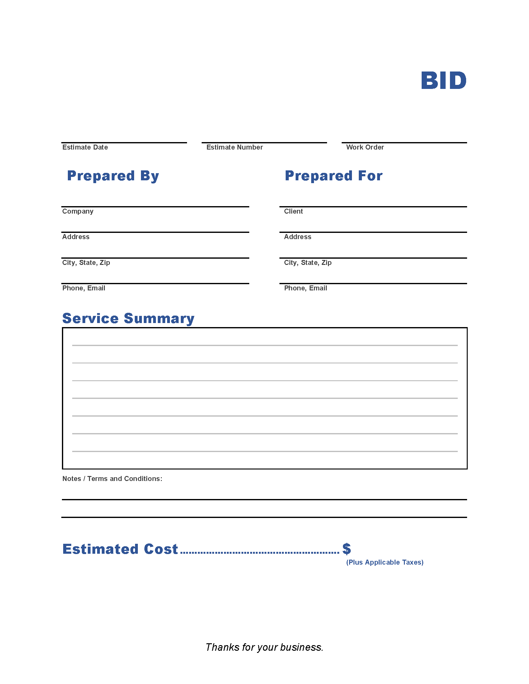 Bid Template | Invoice Maker